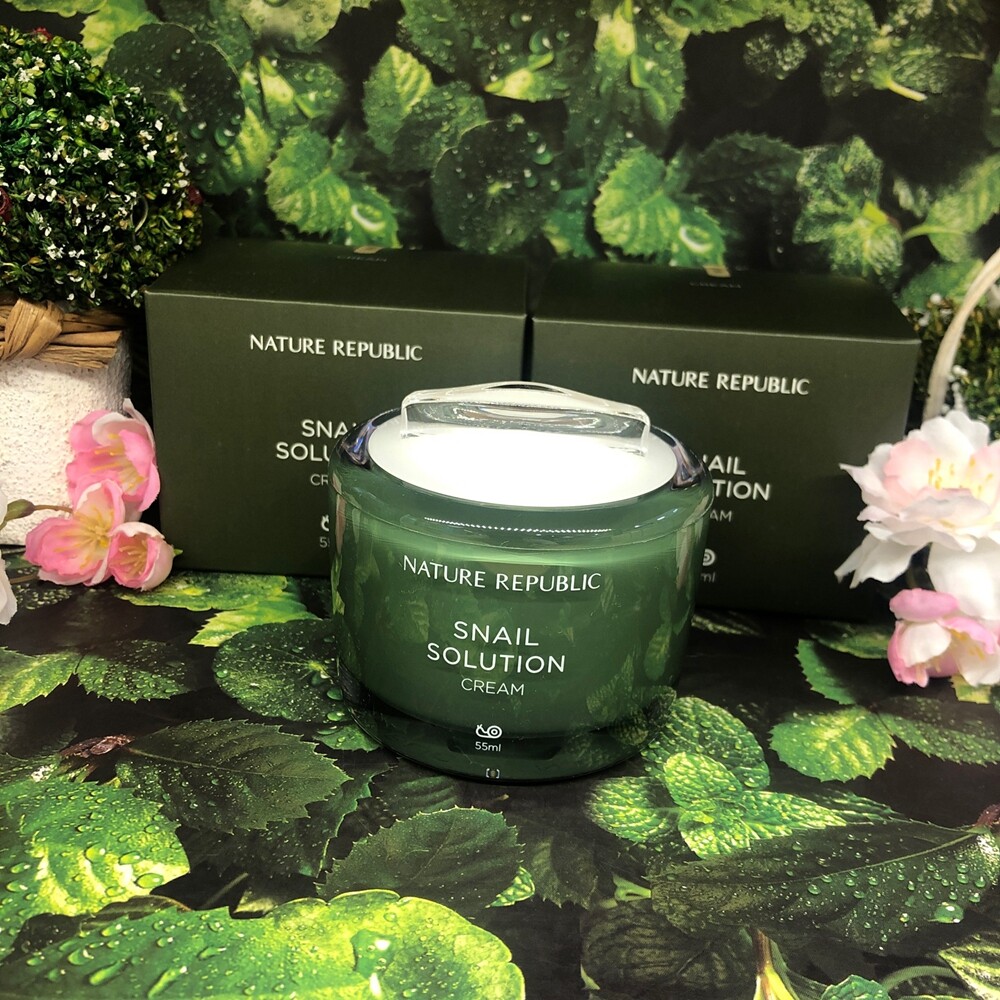 SNAIL SOLUTION CREAM 55ml NATURE REPUBLIC (jade roller+free shippiing ...