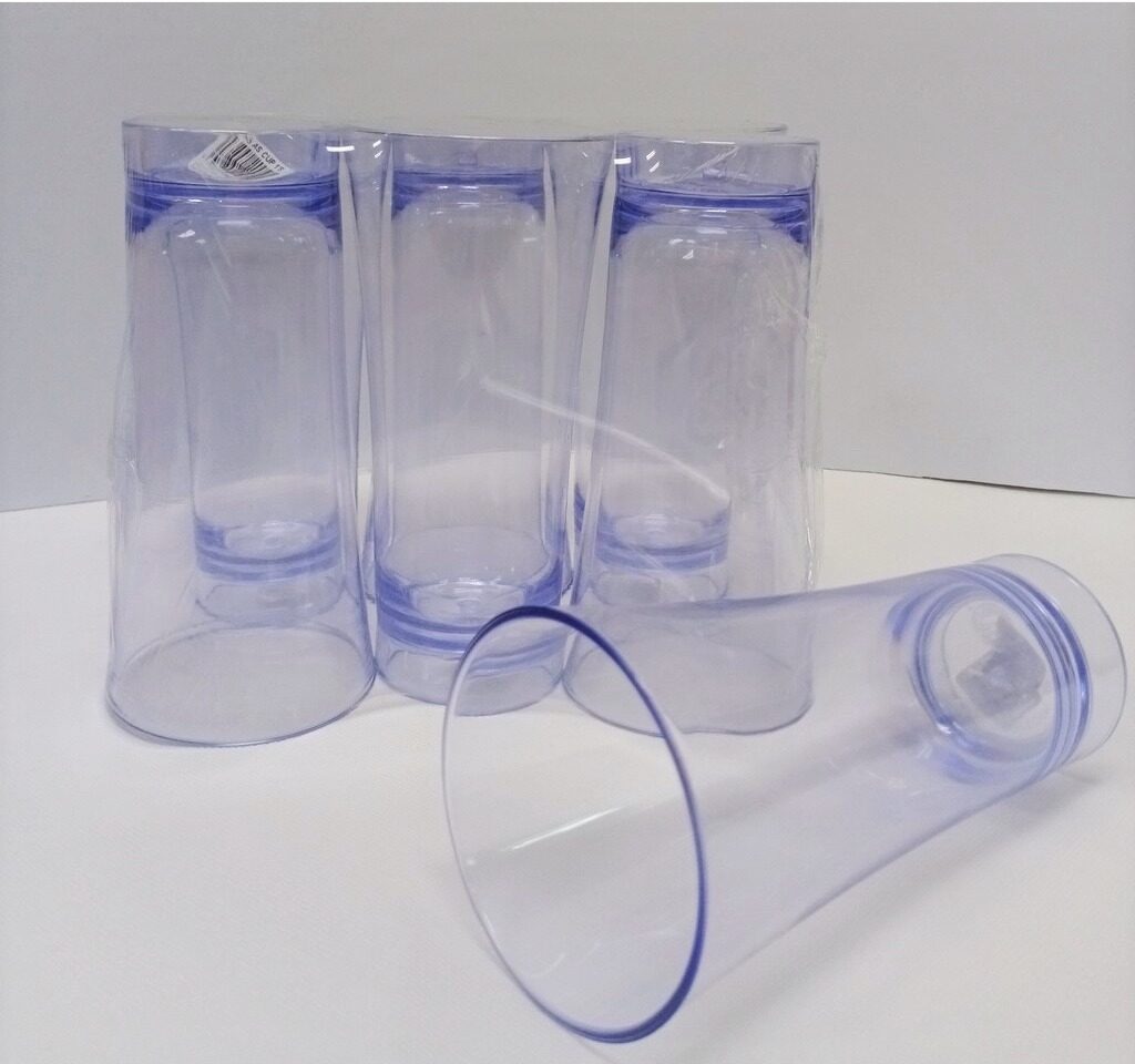 6PCS 12Oz Transparent Plastic Cup Cawan Plastik Cawan Cantik Thick ...