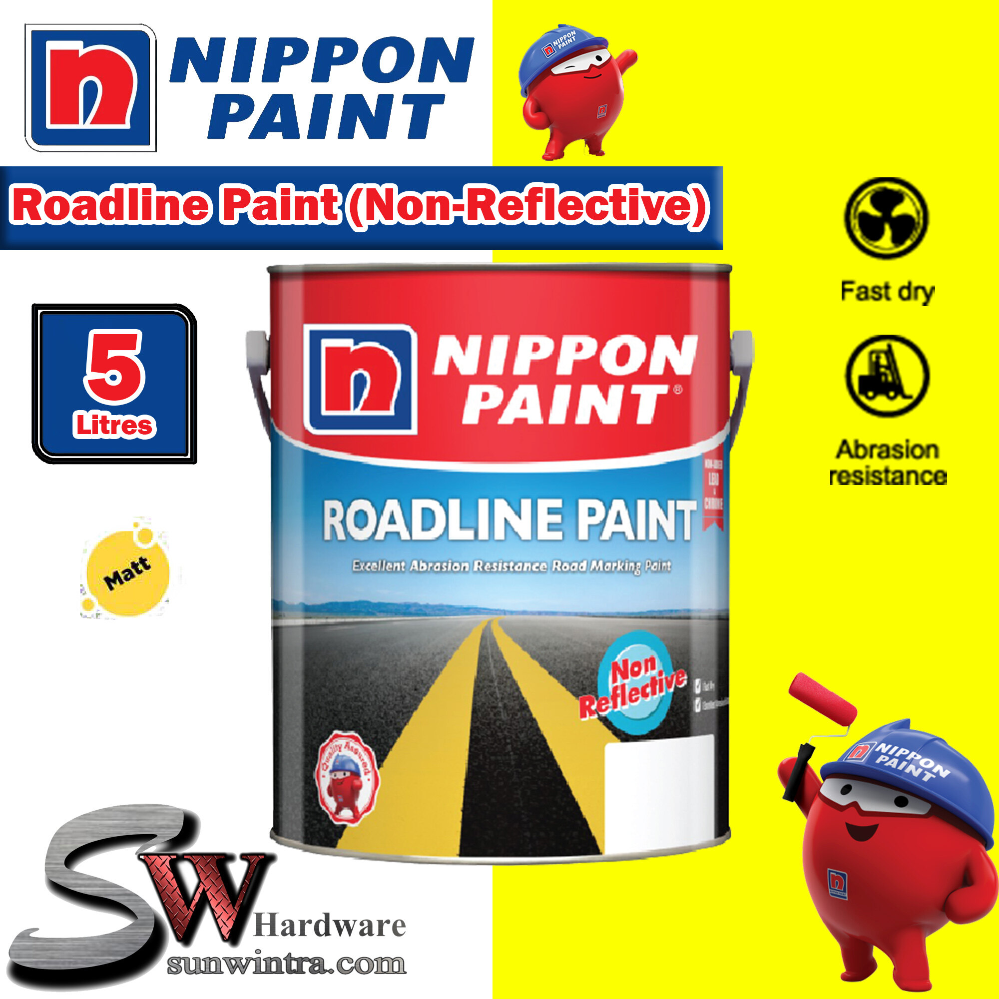NIPPON PAINT 5L ROADLINE PAINT (NON-REFLECTIVE) CAT JALAN RAYA | Lazada