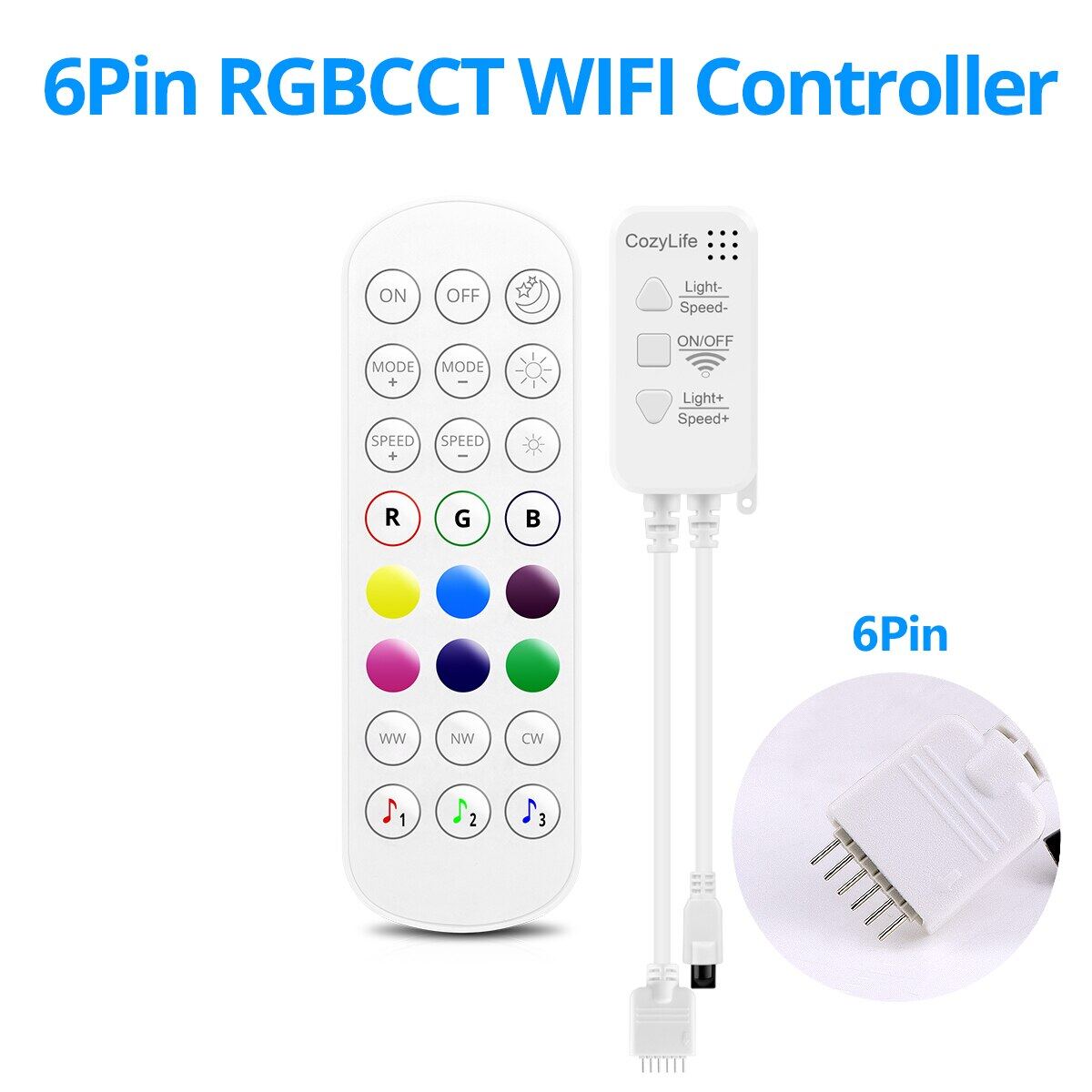 Homekit 5M RGB+CCT LED Strip Light Siri App Control Sound Sensor RGBCW ...