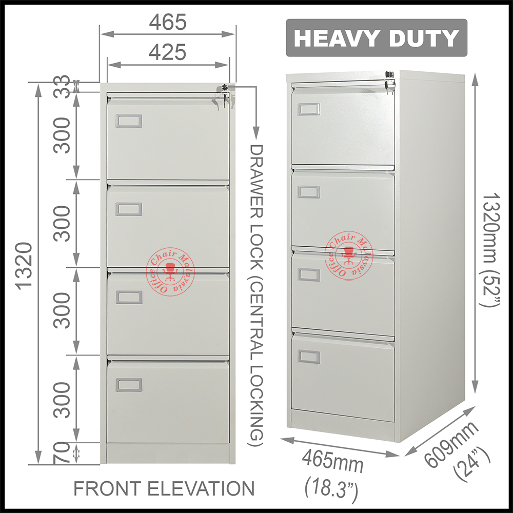 Steel Filing Cabinet 4 Drawers / Office Cabinet / Metal Cabinet / File ...