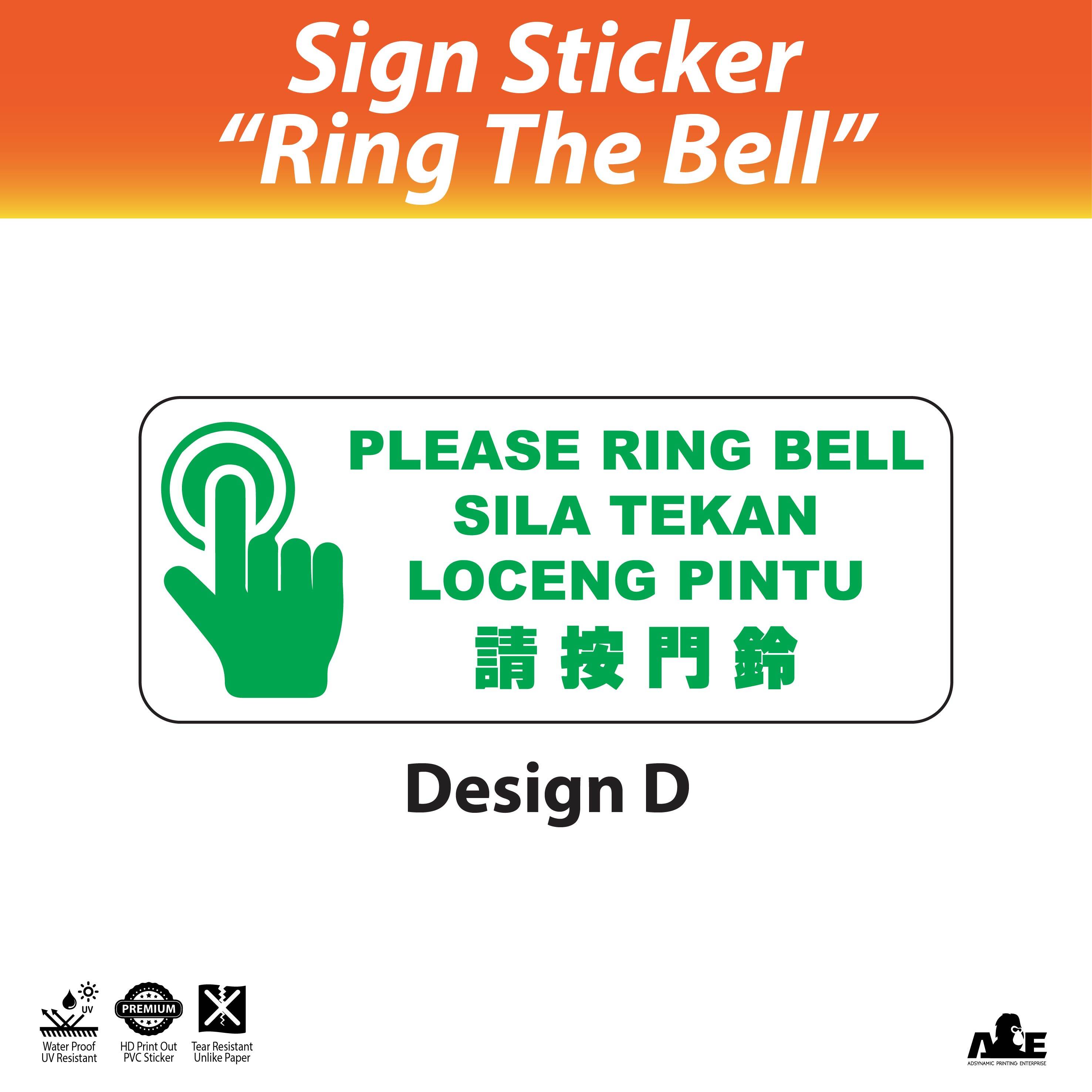 Ring The Bell | 请按门铃 | SILA TEKAN LOCENG PINTU | Wallpaper | Sign | 贴纸 ...