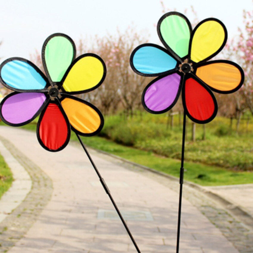 กังหันสายรุ้ง,สีสันระย้าตกแต่ง Pinwheels Windmill ดอกไม้ Rainbow ...