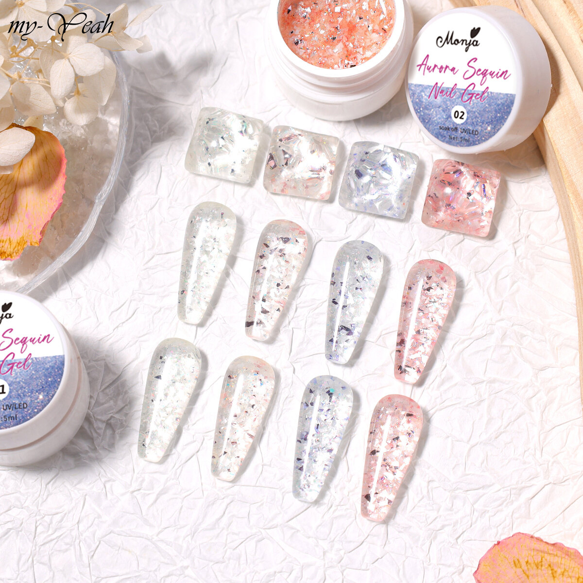 myyeah 5ml 4 Color Shining Mineral Nail UV Gel Polish Holographic ...