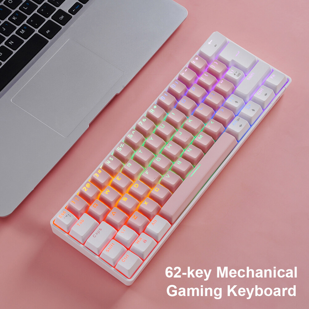 T60 62 Keys NKRO 18 Colors Backlit USB C Wired Keyboard Gaming Computer ...