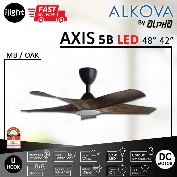 Alkova (ALPHA) AXIS LED 5B 48 / 42 Inches DC Motor Remote Ceiling Fan ...