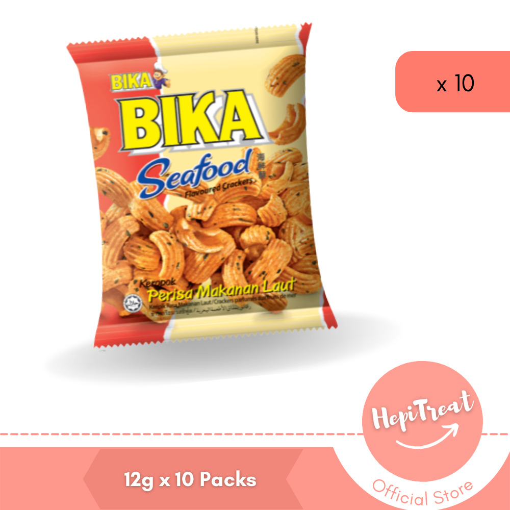 Bika Crackers Chip Snack - Seafood / Prawn / Cuttlefish - 10 Packs x 12g by Hepi Treat | Lazada
