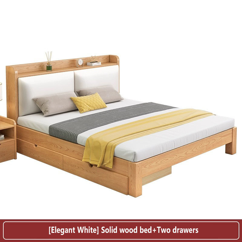 Solid wood bed modern minimalist 1.8 double bed economy 1.5-meter soft ...