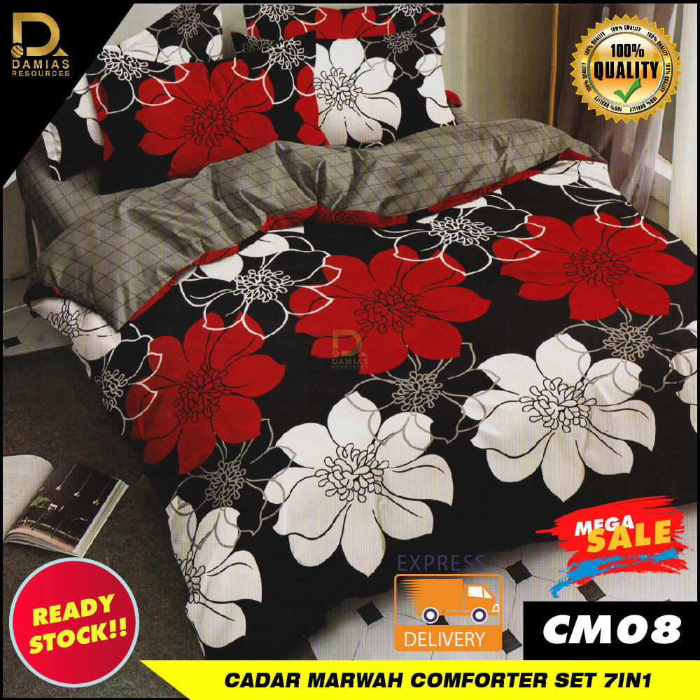 Cadar Marwah Collection Comforter Set 7 in 1 Fine Fabric 100% Ready ...