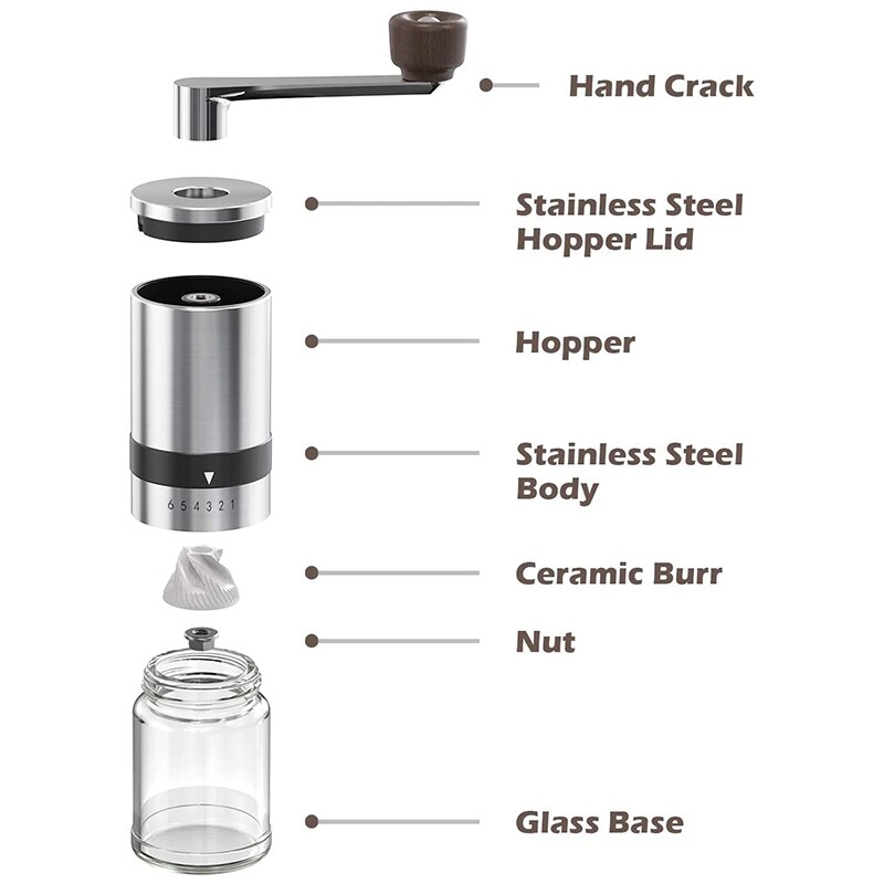 Manual Coffee Grinder - Hand Coffee Mill with Ceramic Burrs 6 ...