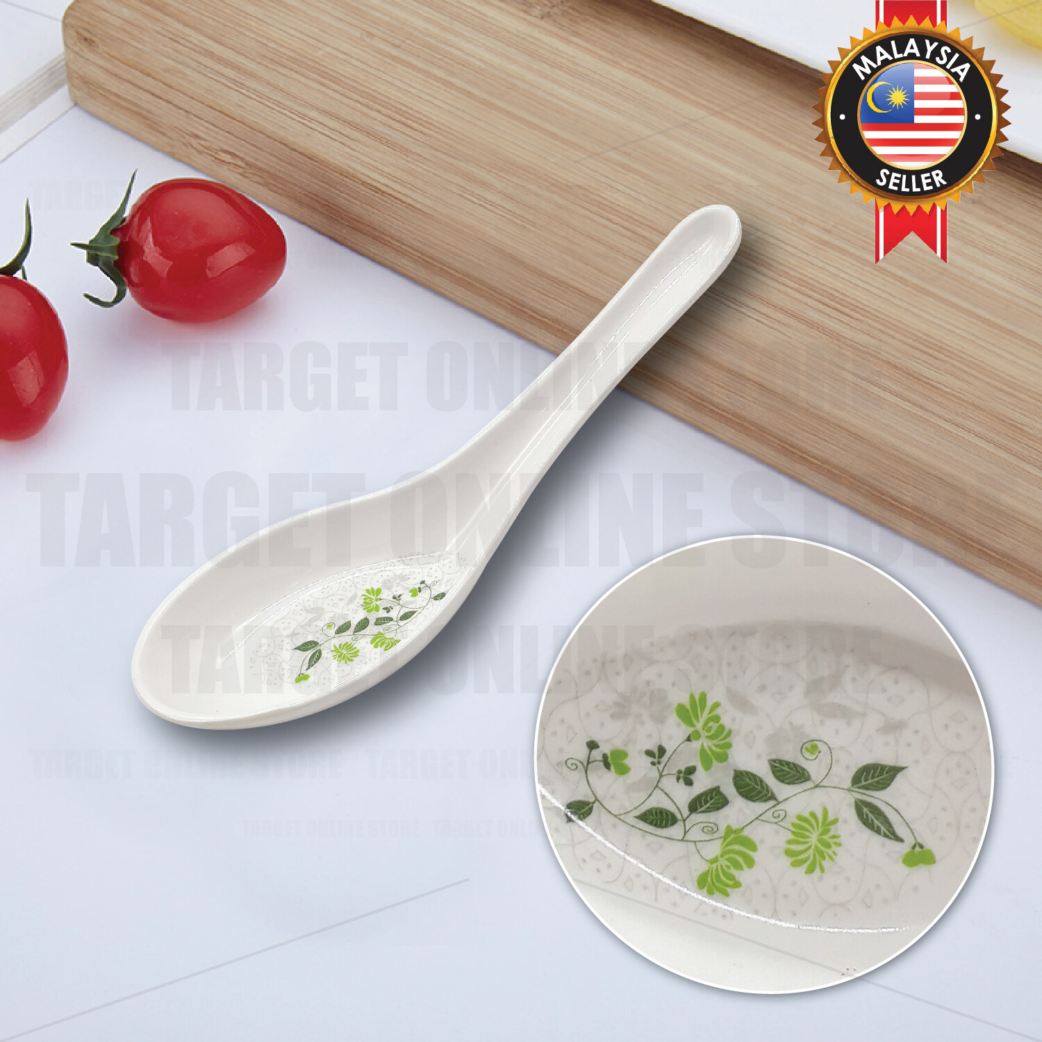 Plastic Spoon Flower Pattern for Porridge Soup Chinese Style Cutlery ...