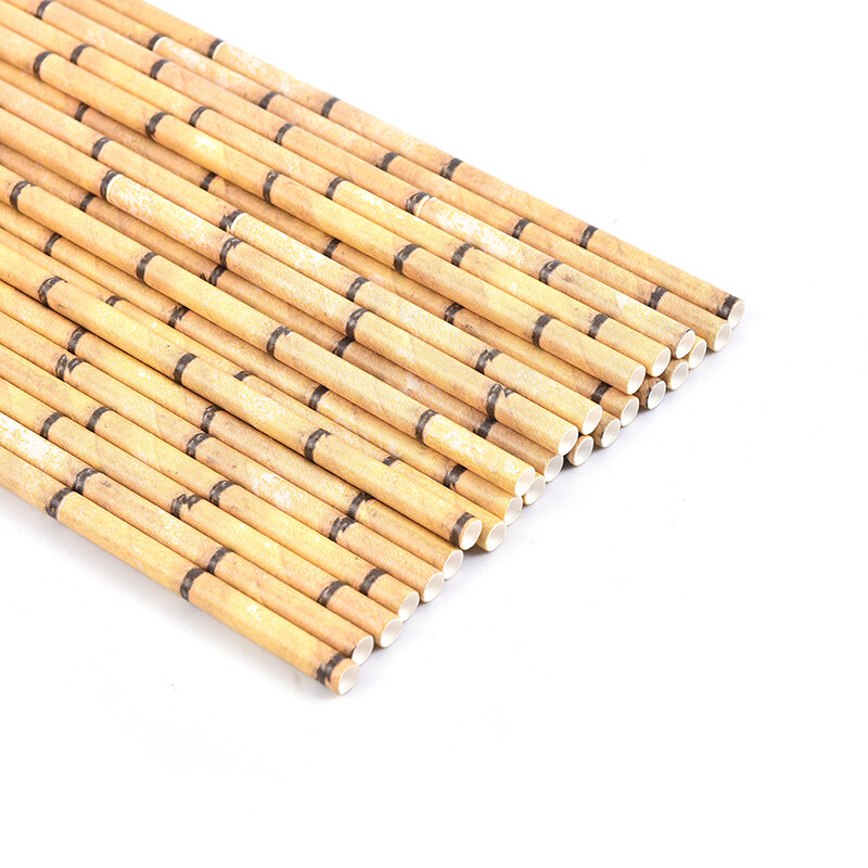 MUXI 25pcs Paper Straws Bamboo Print Straws Hawaiian Jungle Tropical ...
