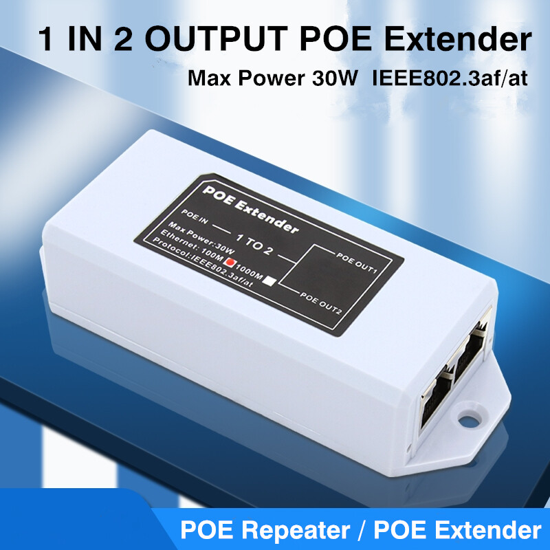 POE Extender เครือข่าย 10/100/1000Mbps Indoor 200m Extension 1 Input 2 ...
