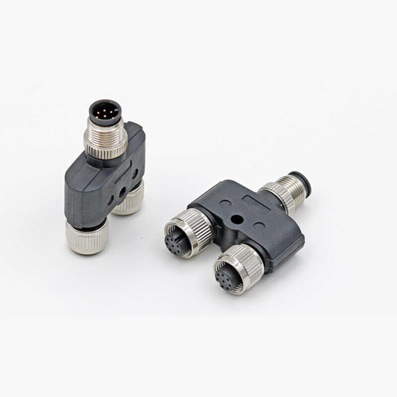 M12 Tee กันน้ำเชื่อมต่อ Ip67rohs Y/t ประเภทการบินเสียบ3/4/5/8ขา S ...