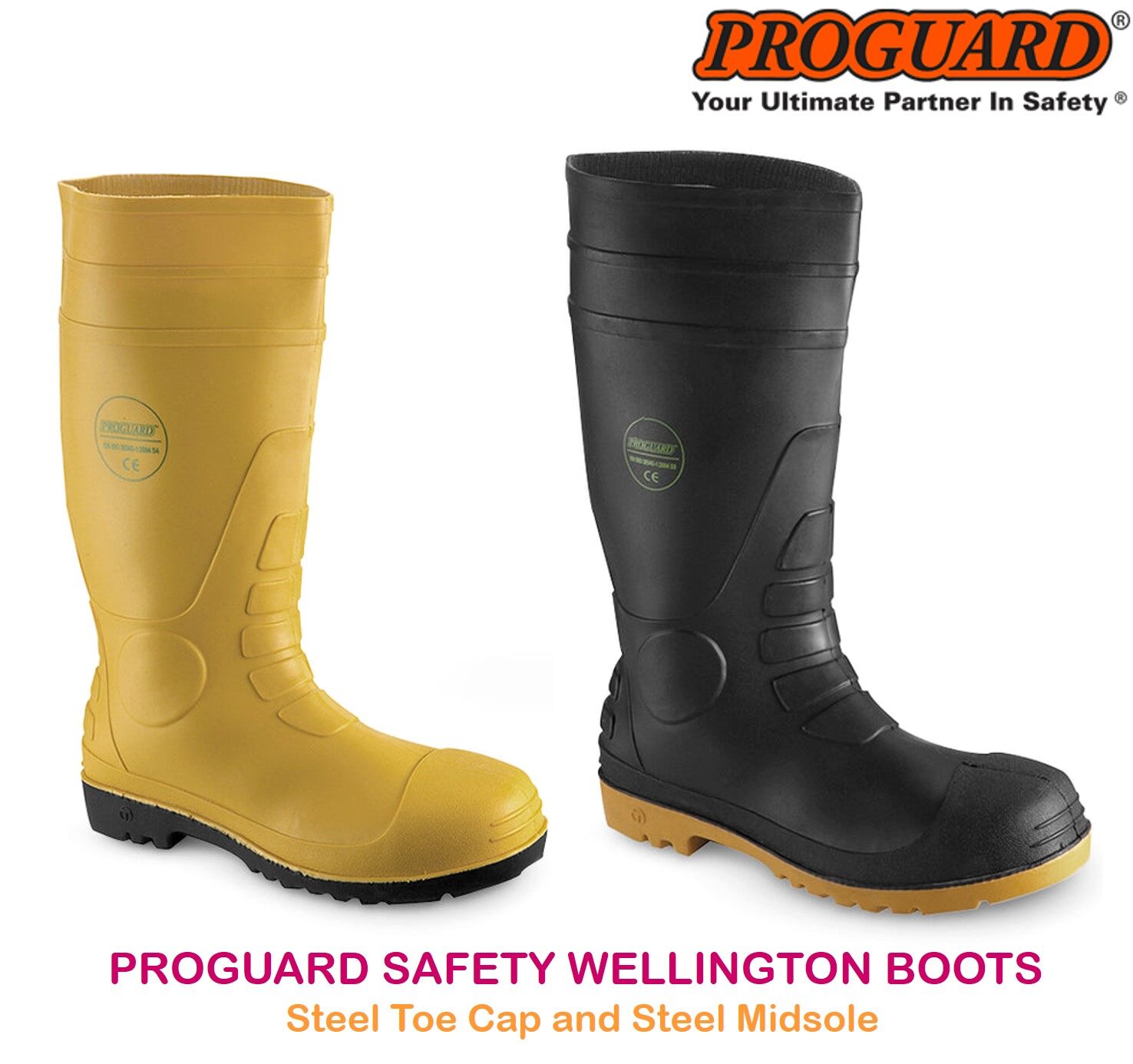PROGUARD SAFETY WELLINGTON BOOTS (YELLOW / BLACK) | Lazada