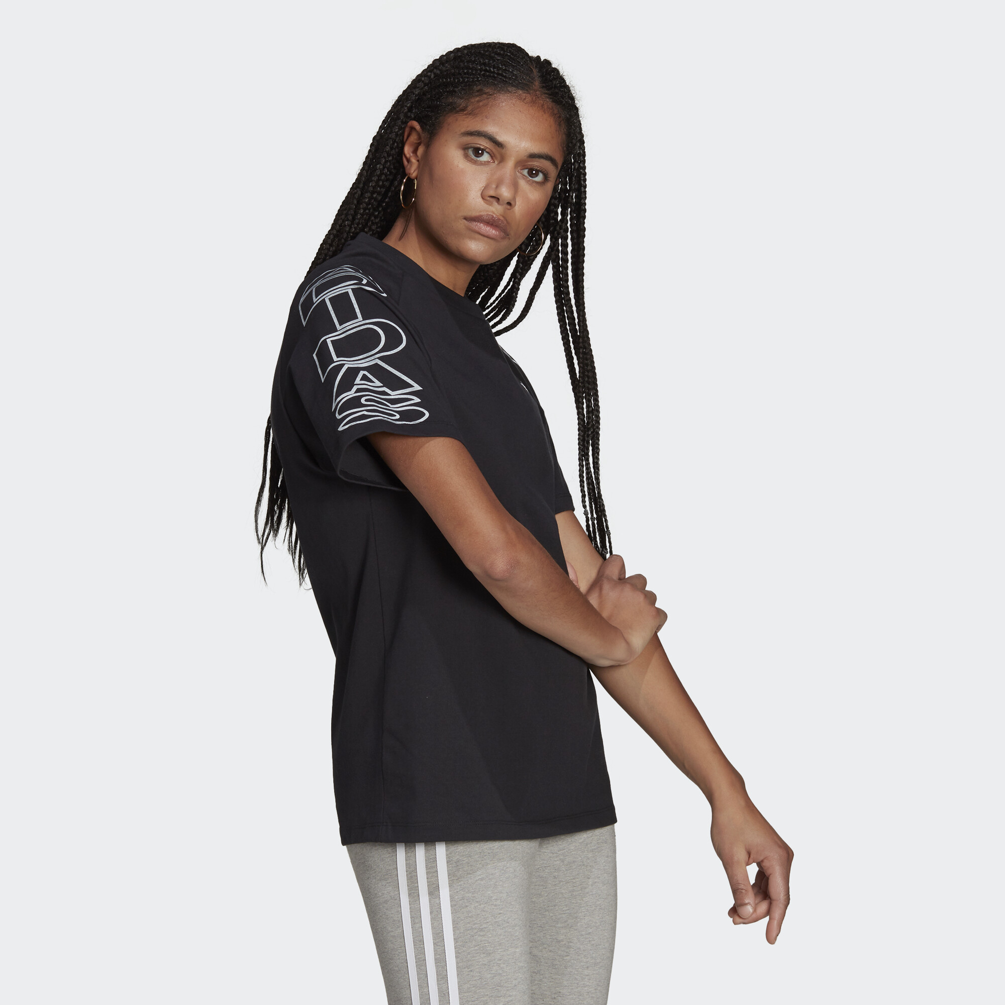 adidas ORIGINALS Loose adidas Letter T-Shirt Women Black H15801 ...