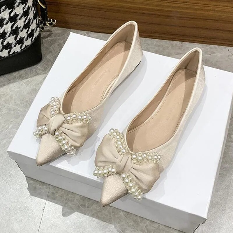 Newland Sepatu Flat Lancip ด้านล่างที่อ่อนนุ่มปากตื้นรองเท้าสคูป2022ฤดู ...
