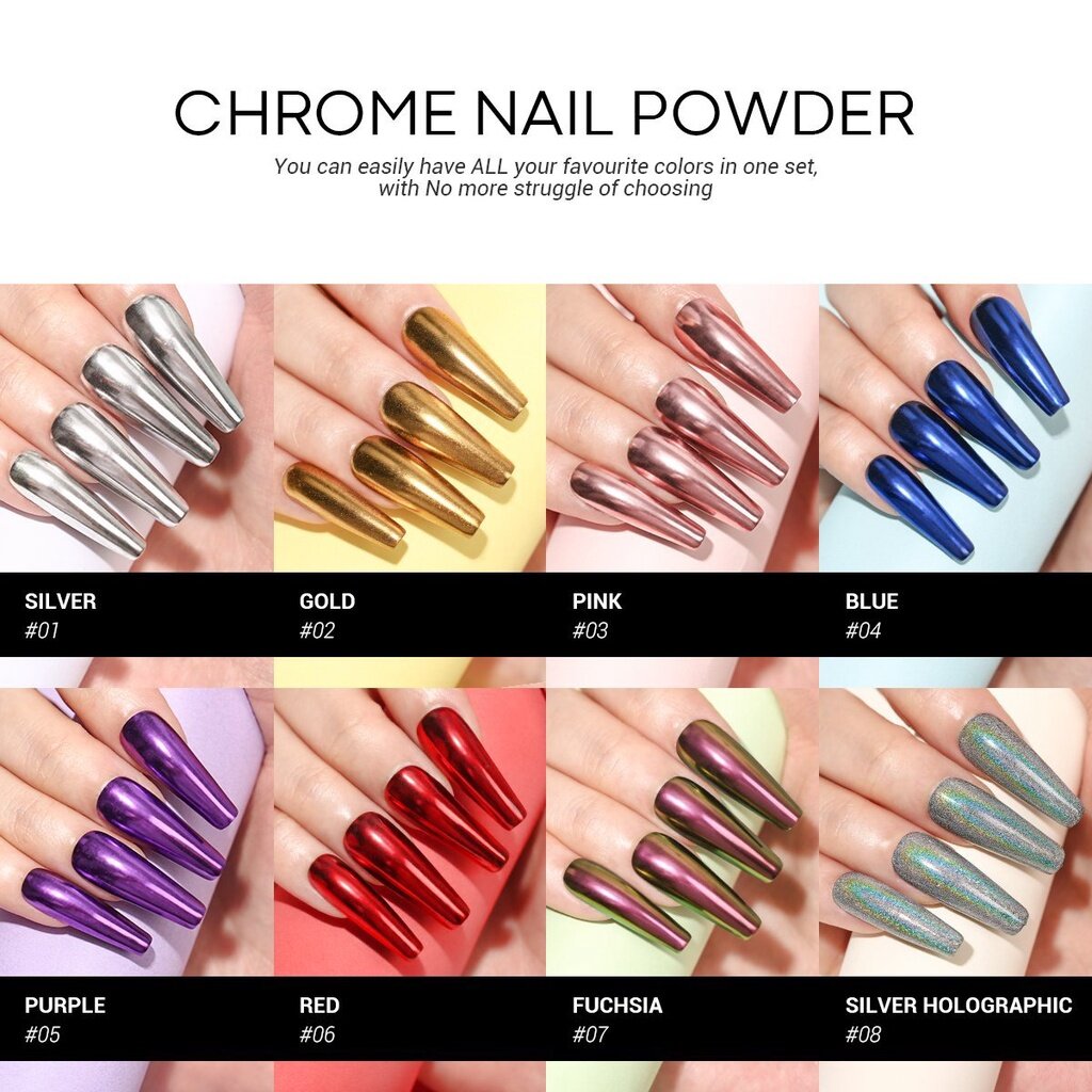 Modelones Chrome Nail Powder Holographic Powder On Nails Laser Silver