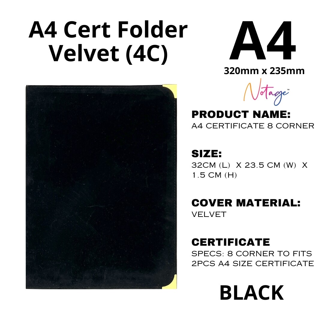 A4 Velvet Certificate Holder 4 corner Penyimpanan Sijil Premium Luxury ...