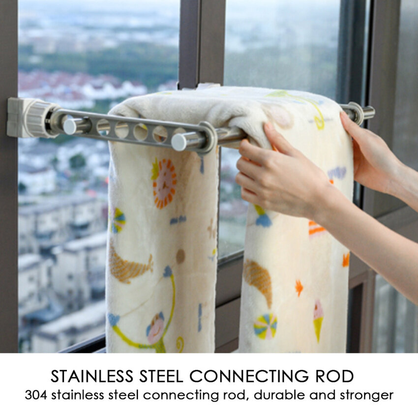 8 holes with hanger holes, retractable window drying rack, travel ...