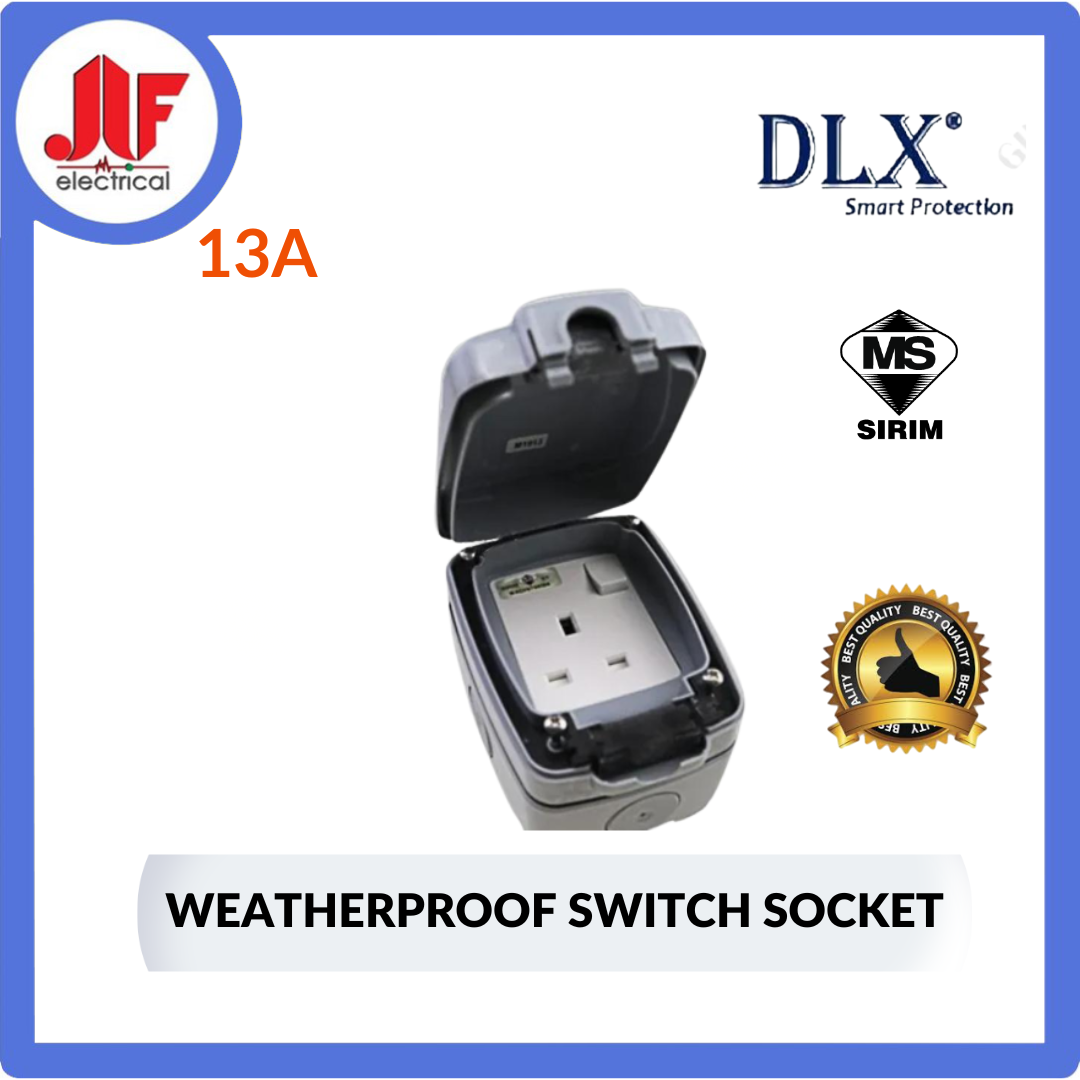 DLX 13A WEATHERPROOF SWITCH SOCKET (GREY) | Lazada