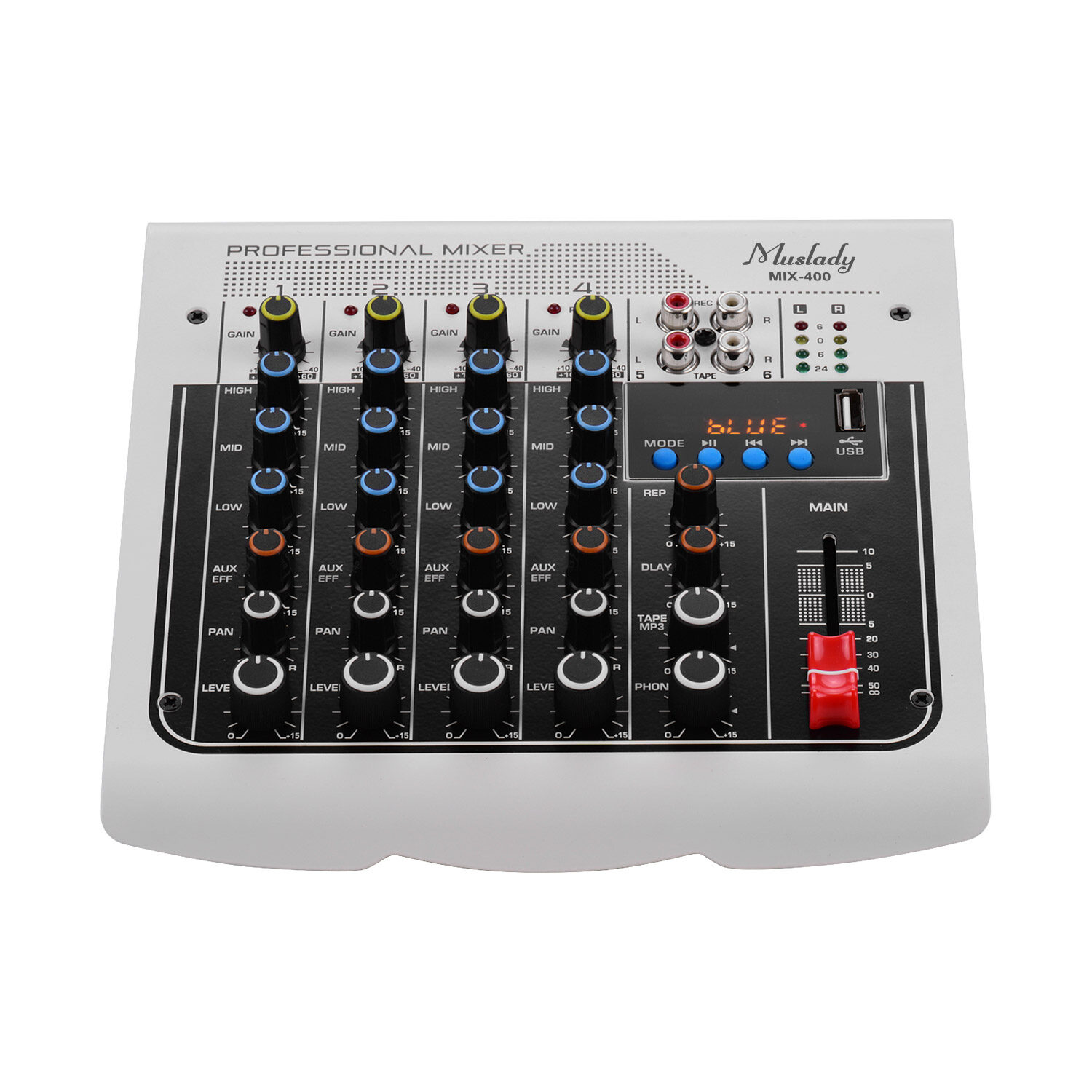 Muslady MIX-400 Professional 6-Channel Audio Mixer Mixing Console 3 ...