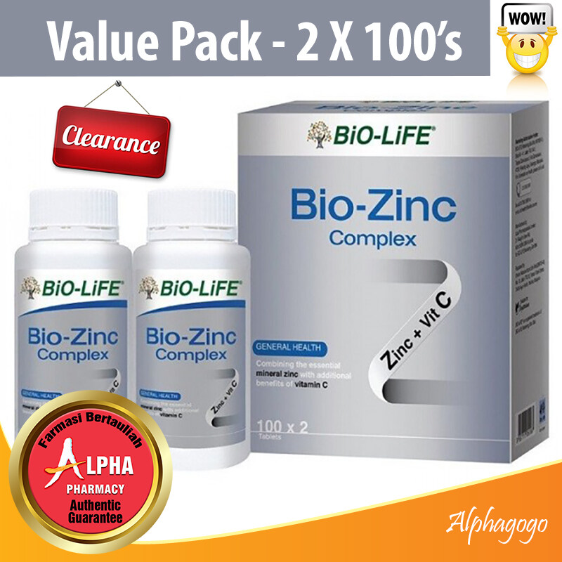 Bio-Life Bio-Zinc Complex / 含有锌和维生素C / Zink dan Vitamin C (2X100 ...