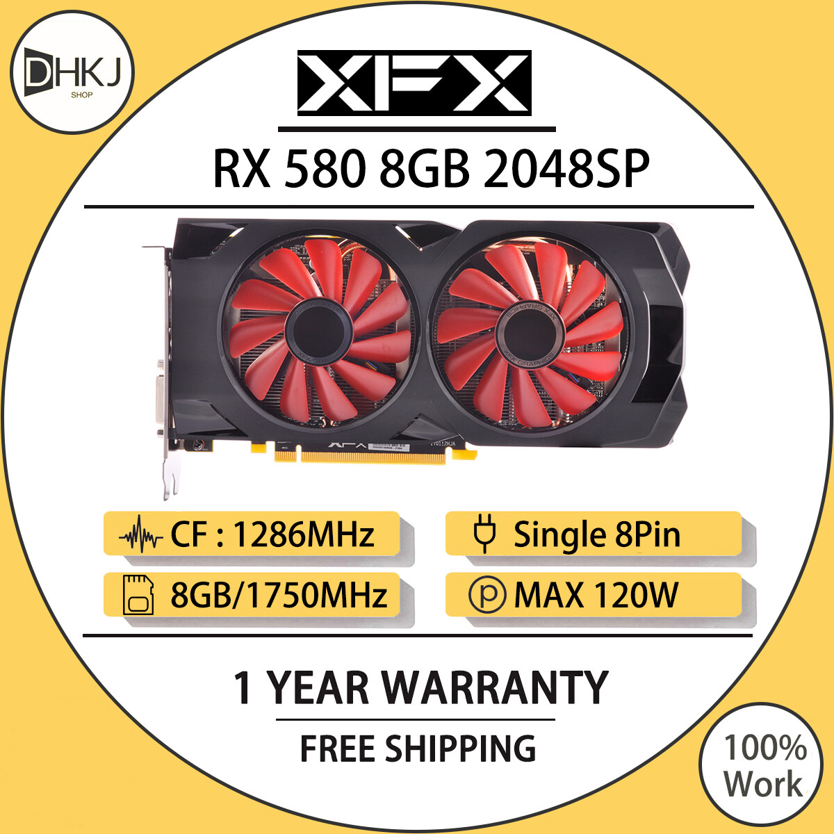 USED XFX RX 580 8GB Graphics Cards GDDR5 256bit Gaming Video Card DirectX 12 Desktop Computer ...