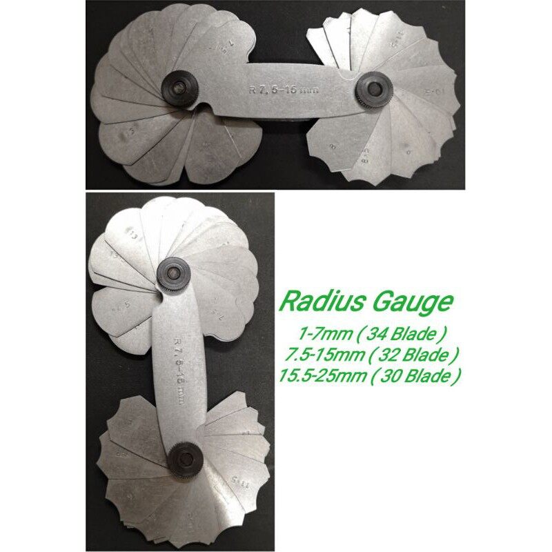 Radius Gauge ( 1-7mm ) ( 7.5-15mm ) ( 15.5-25mm ) Radius Gauge / Radius ...
