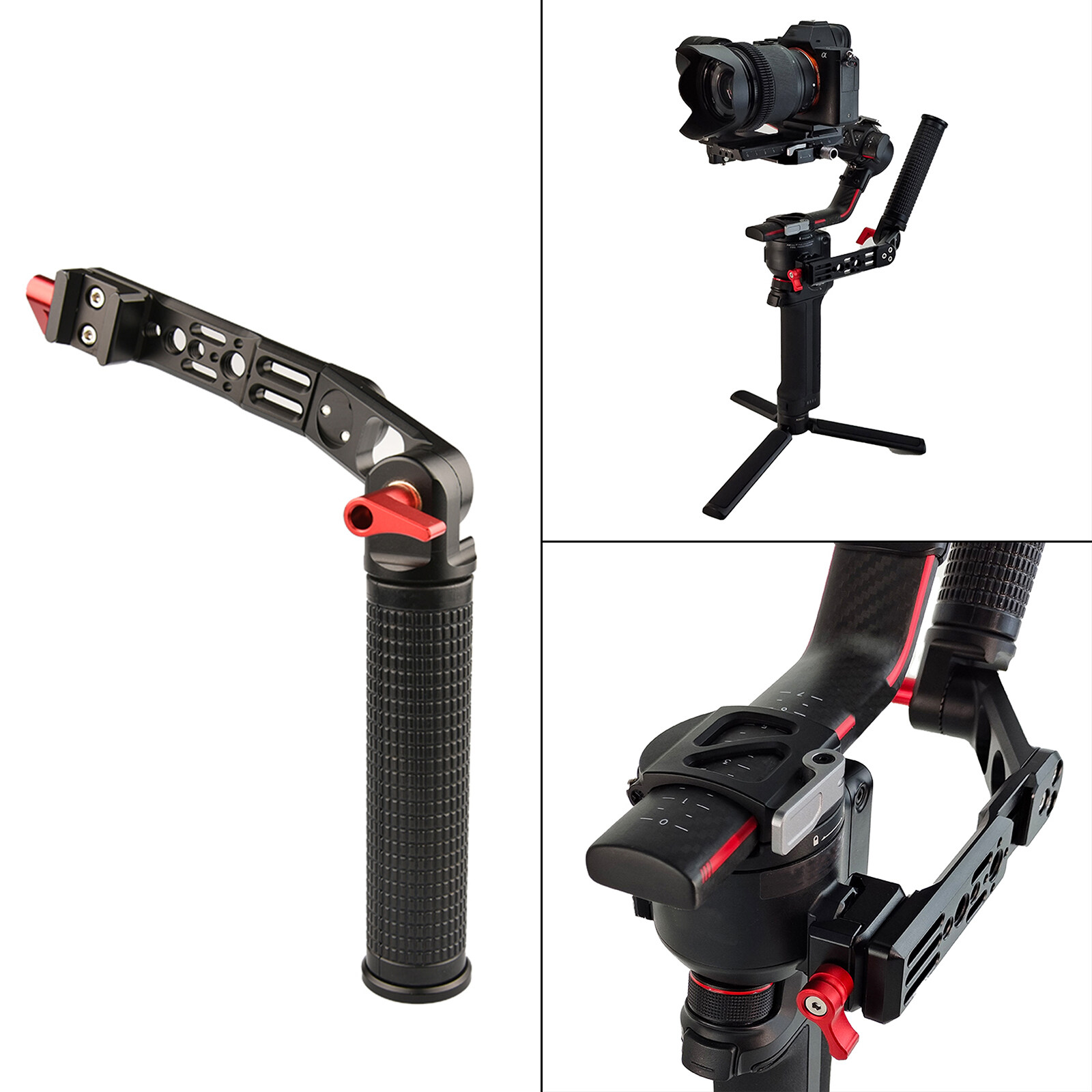 ZYSUN ที่จับสลิงมือจับแบบมือถือ,ขาตั้งตัวยึด L สำหรับกล้อง DJI RSC 2ตัว ...