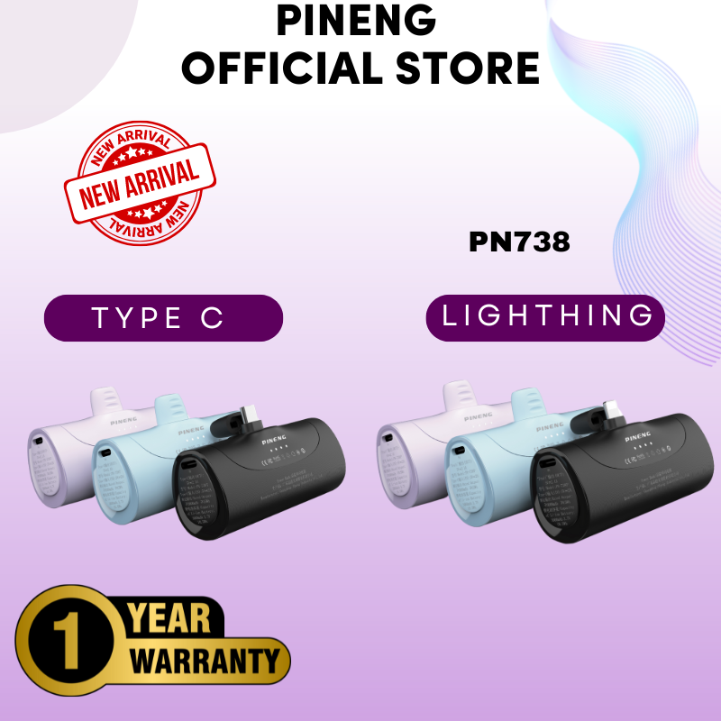 Pineng PN738 Mini Portable PowerBank 5000mAh with Cable Type-C / iP ...