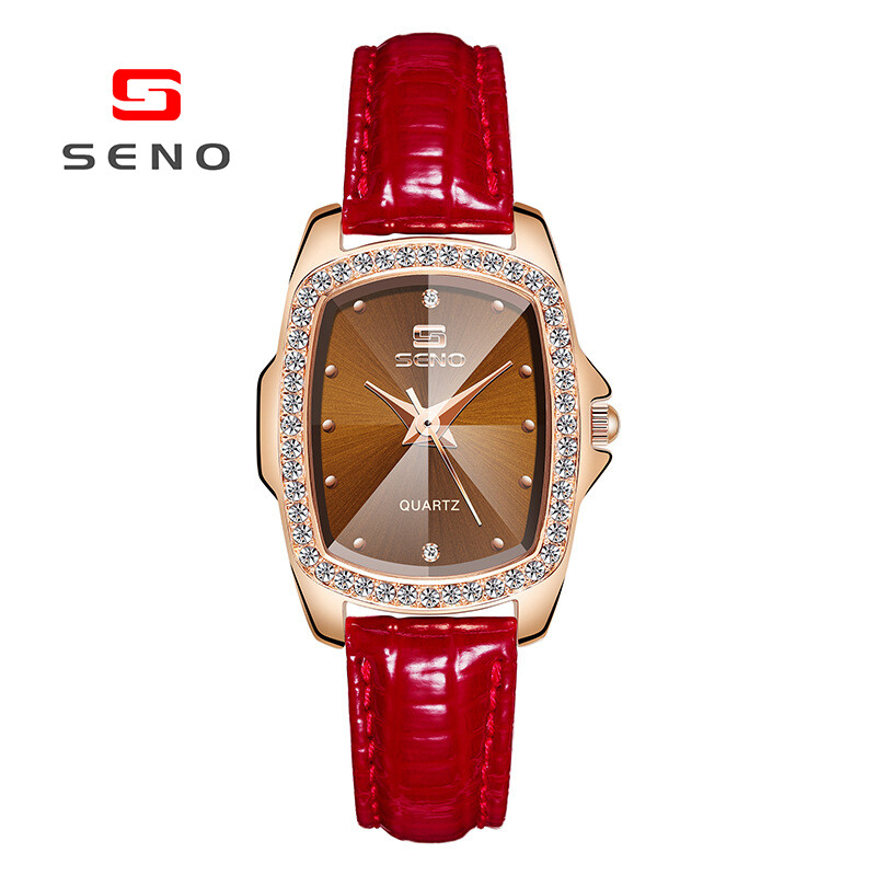 SENO ยุโรปและอเมริกา Retro Square เข็มขัดเพชรนาฬิกา Simple Water ...