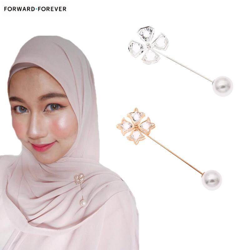 Pearl Brooch Pin with Crystal Flower Decoration Buckle hijab pin ...