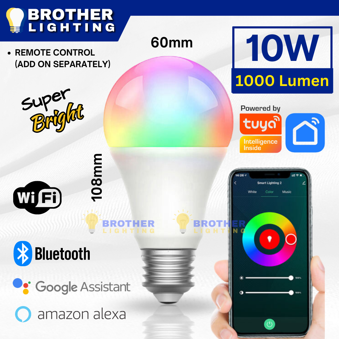Smart Wifi Bluetooth Light Bulb E27 LED RGB Lamp Tuya Ai Home RGB CCT ...