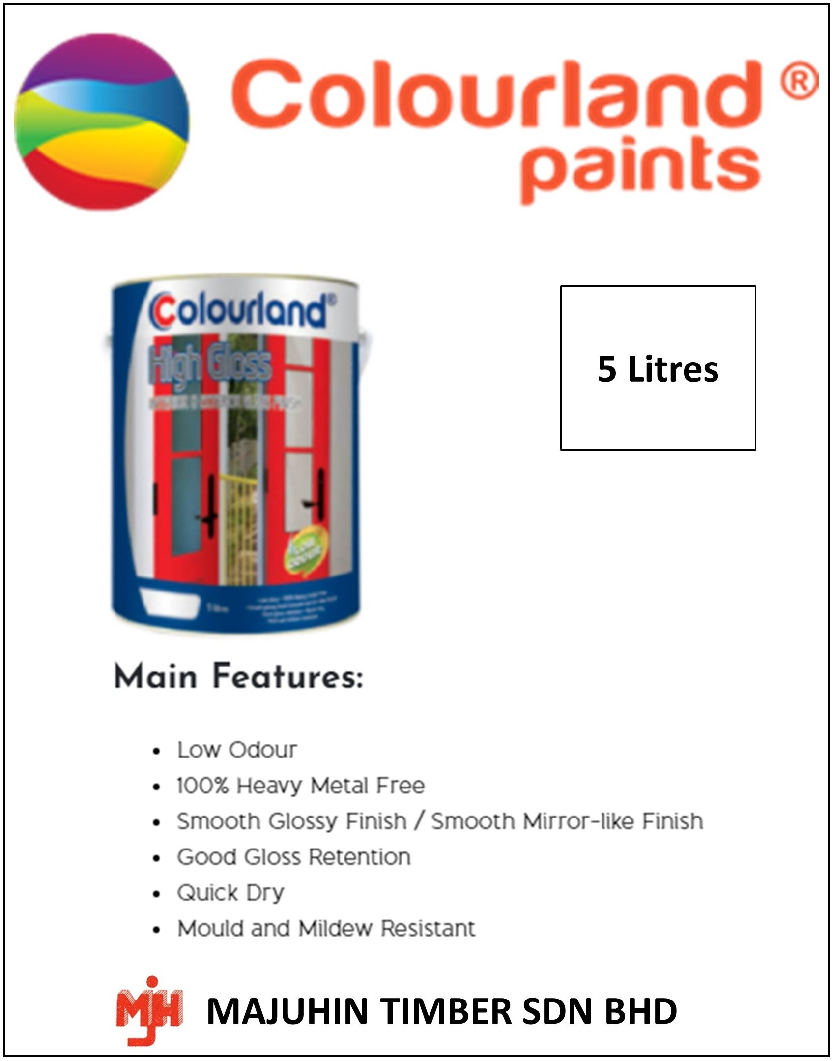 [FOC Colourland Jersey] Colourland Paint Interior Exterior High Gloss ...
