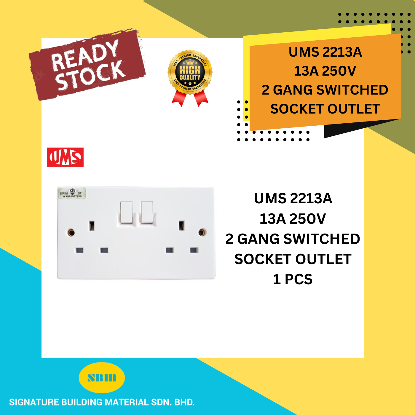 UMS 2213A Double Switch Socket 13A Switched Socket Outlet 2213A 2 Gang ...
