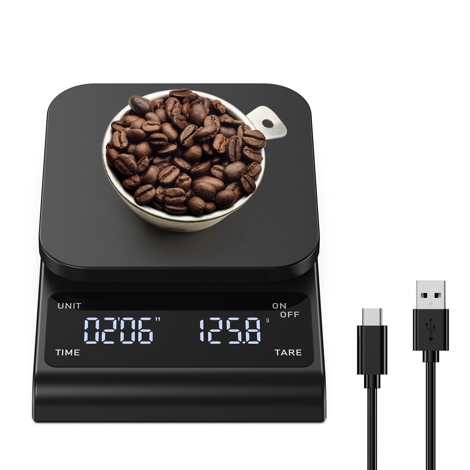 Ice Cream Maker Digital Coffee Scale With Timer, Type-C Rechargeable ...