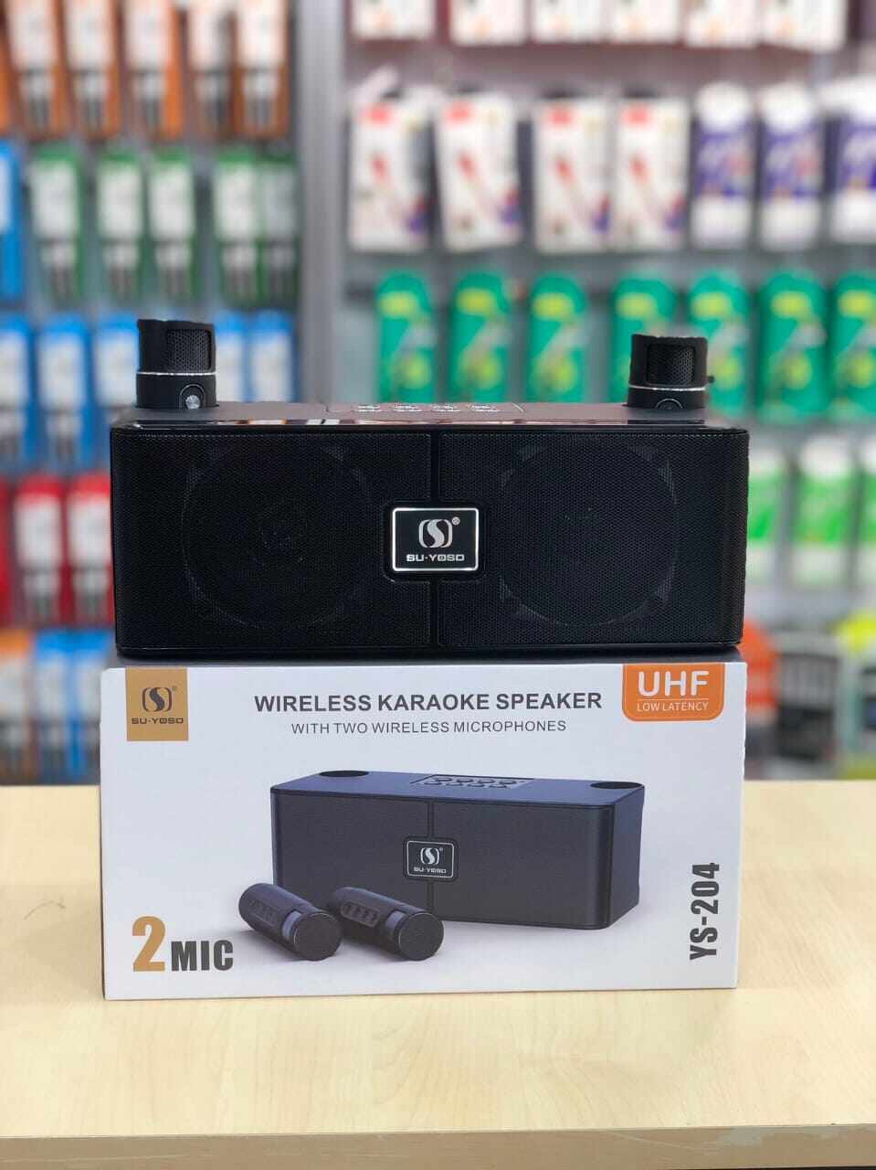 SU-YOSD YS-204 WIRELESS KARAOKE SPEAKER WITH TWO WIRELESS MICROPHONES ...