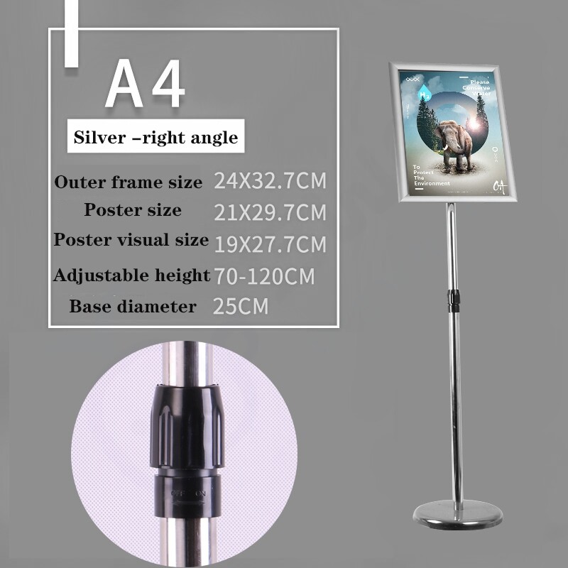 [COD] Height adjustable metal display base logo floor stand/snap frame ...