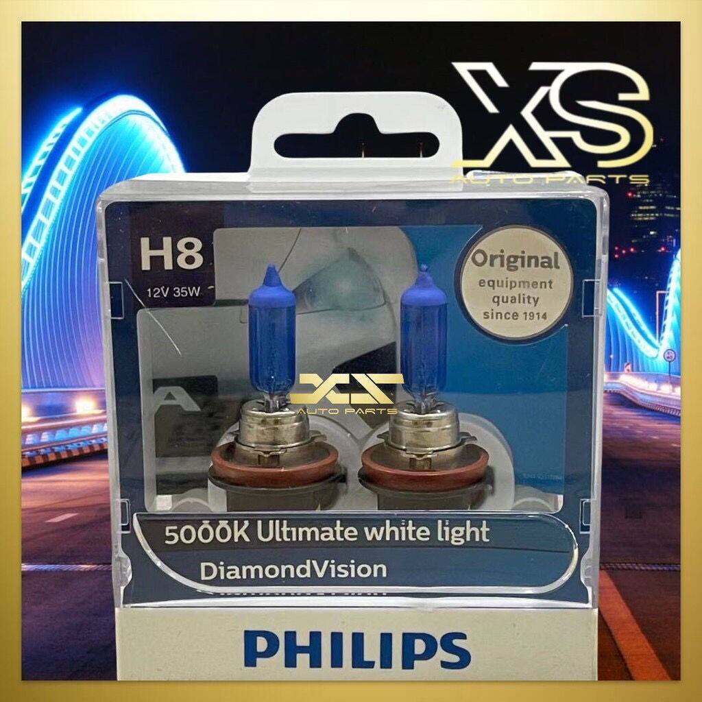 Philips Diamond Vision H8 12V 5000K White Car Headlight Fog Lamps 2X ...