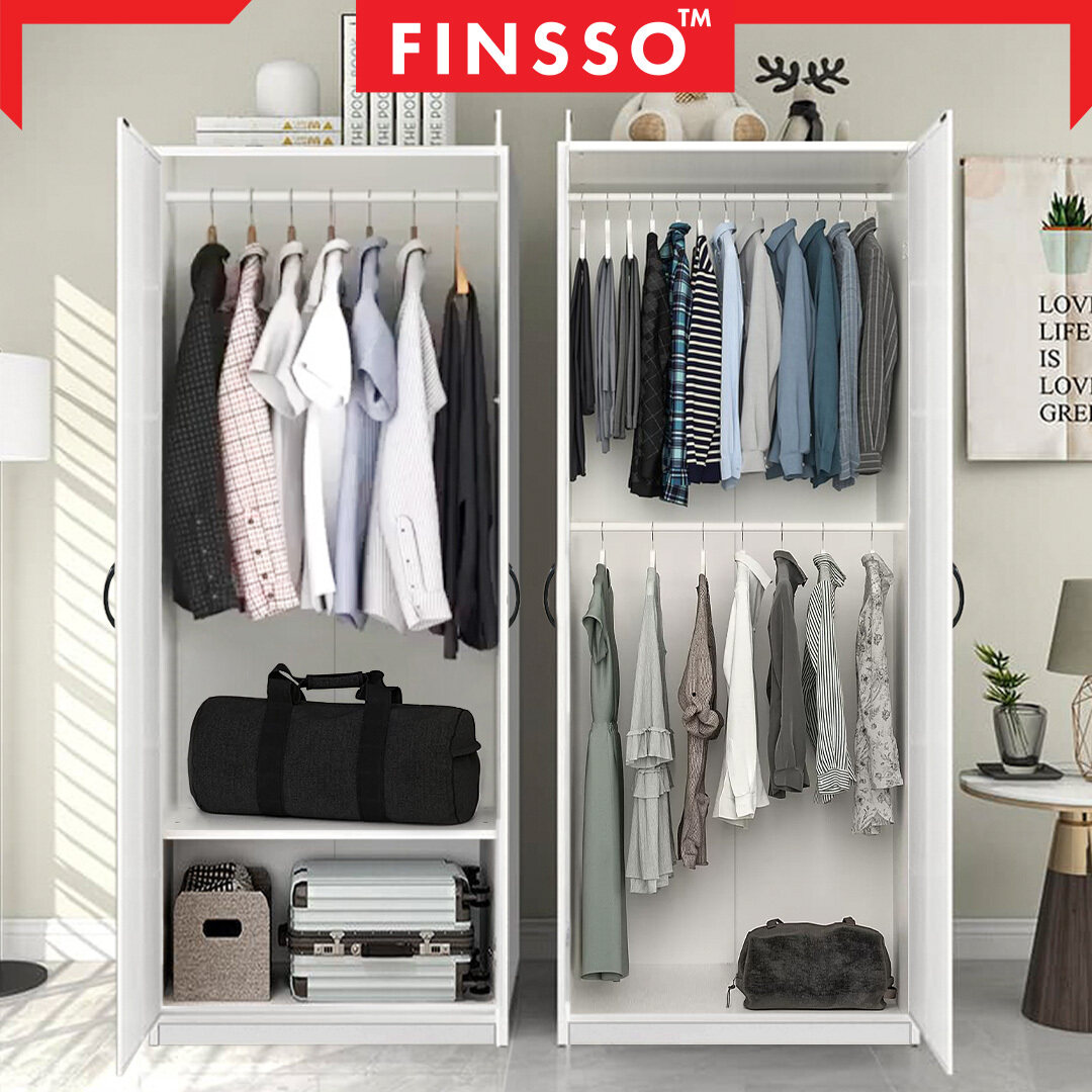 FINSSO :Multifunctional 2 Door Wardrobe Cupboard Storage Cabinet Almari ...