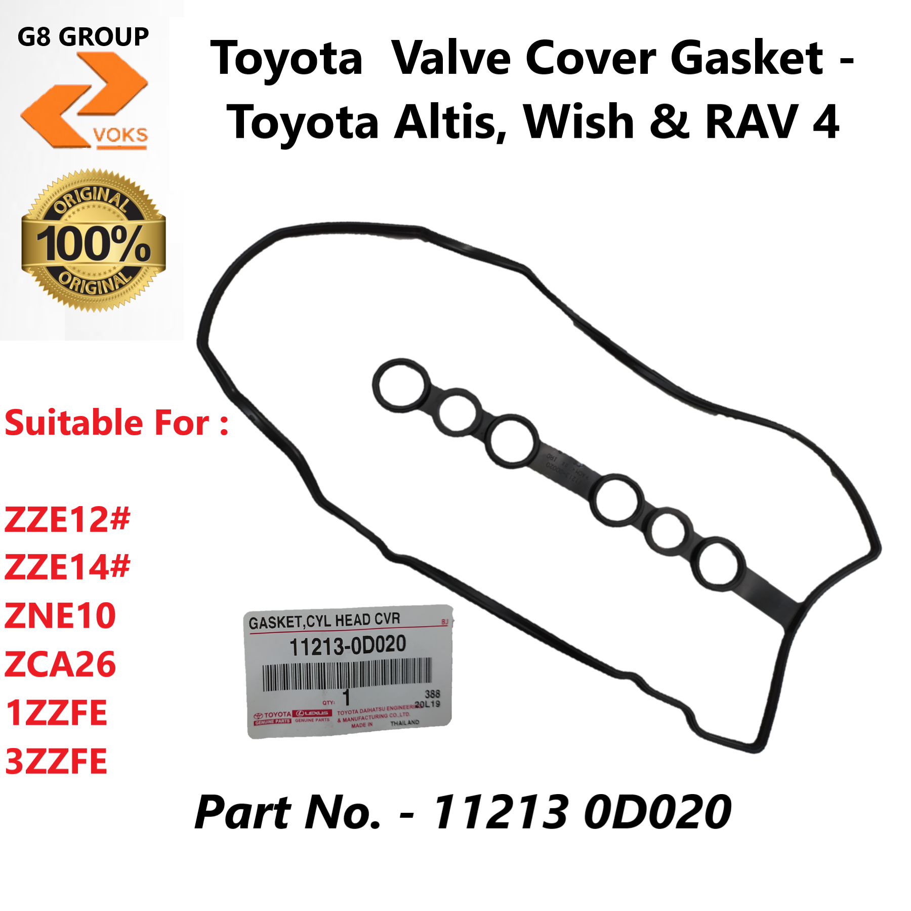 Toyota Valve Cover Gasket - Toyota ALtis, Wish & RAV 4 ( 11213 0D020 ...