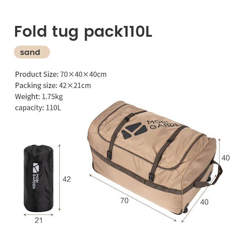 MOBI GARDEN Travel Tug Storage Bag 80L/110L Outdoor Luggage Portable ...