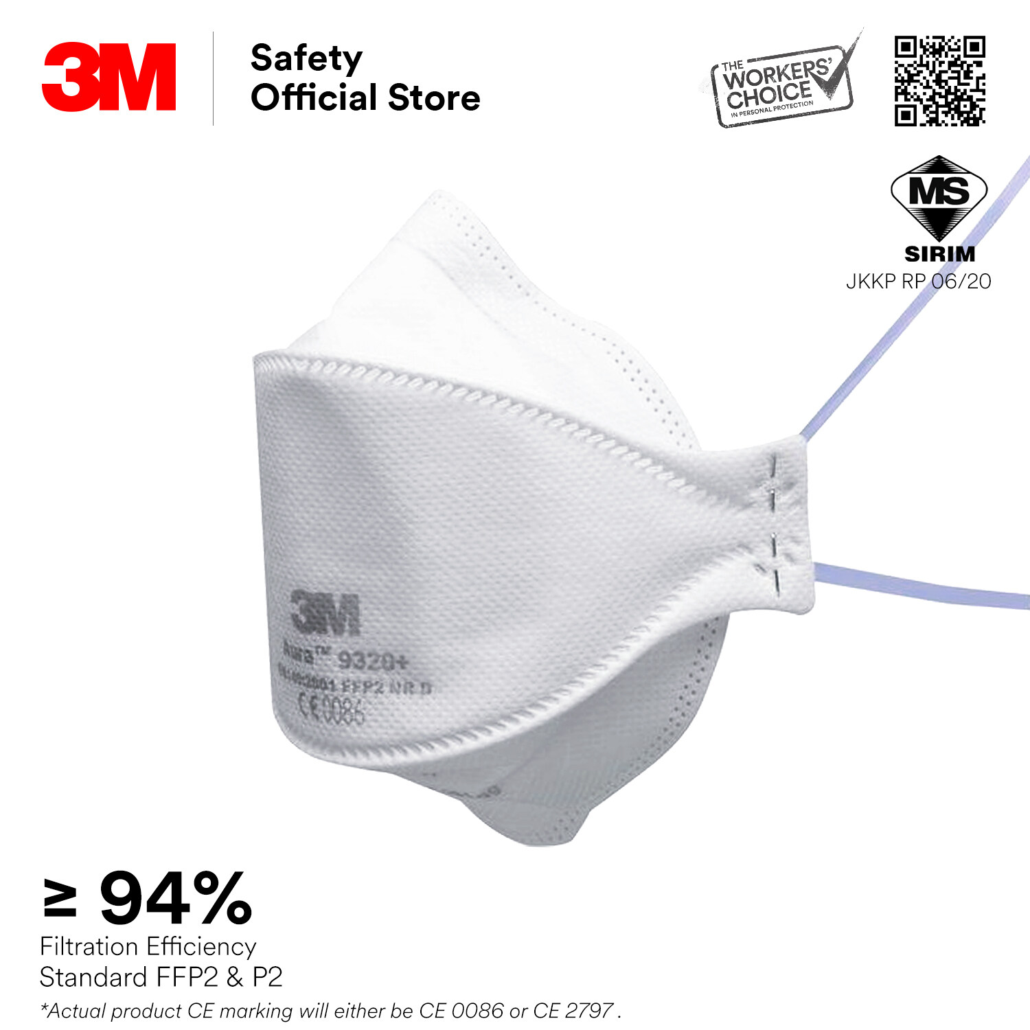 3M™ Aura 9320A+ P2 Premium Particulate Disposable Respirator/ Haze Mask ...