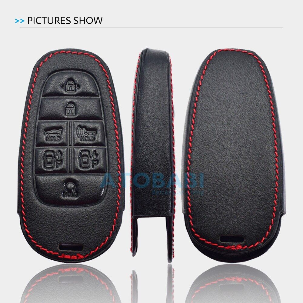 Leather Car Key Cases 6 7 Buttons Smart Keyless Entry Remote Control ...