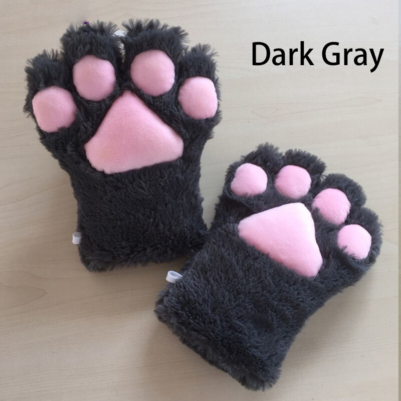 n57h 1PC Plush Cosplay Cat Paw Gloves Bears Mittens Lolita Plush Thick ...