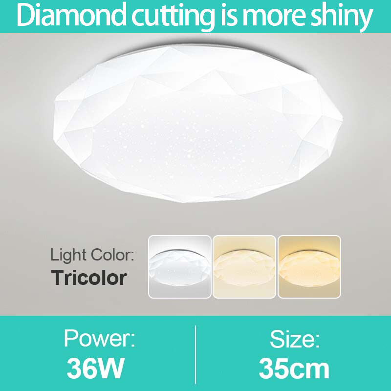 YAKO LED Round Modern Ceiling Light 24W/36W/48W 3 colour For Living ...