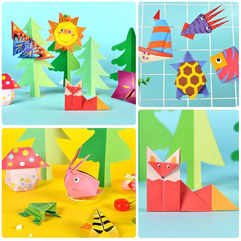 54 PCS 3D Puzzle DIY Folding Toy Children Origami Paper Book For Animal ...