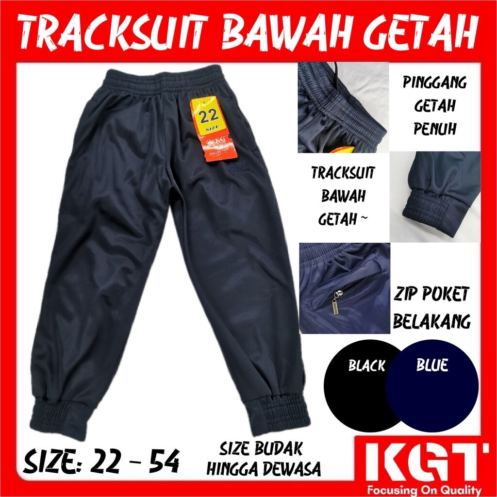 Tracksuit For Kids & Adult Bawah Getah seluar sukan kain TRICOT golden ...