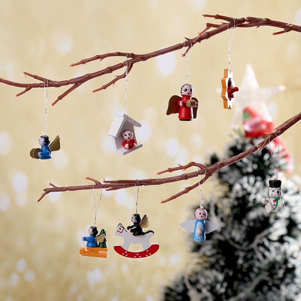 48PCS Christmas Wooden Small Pendants Christmas Decoration Christmas ...